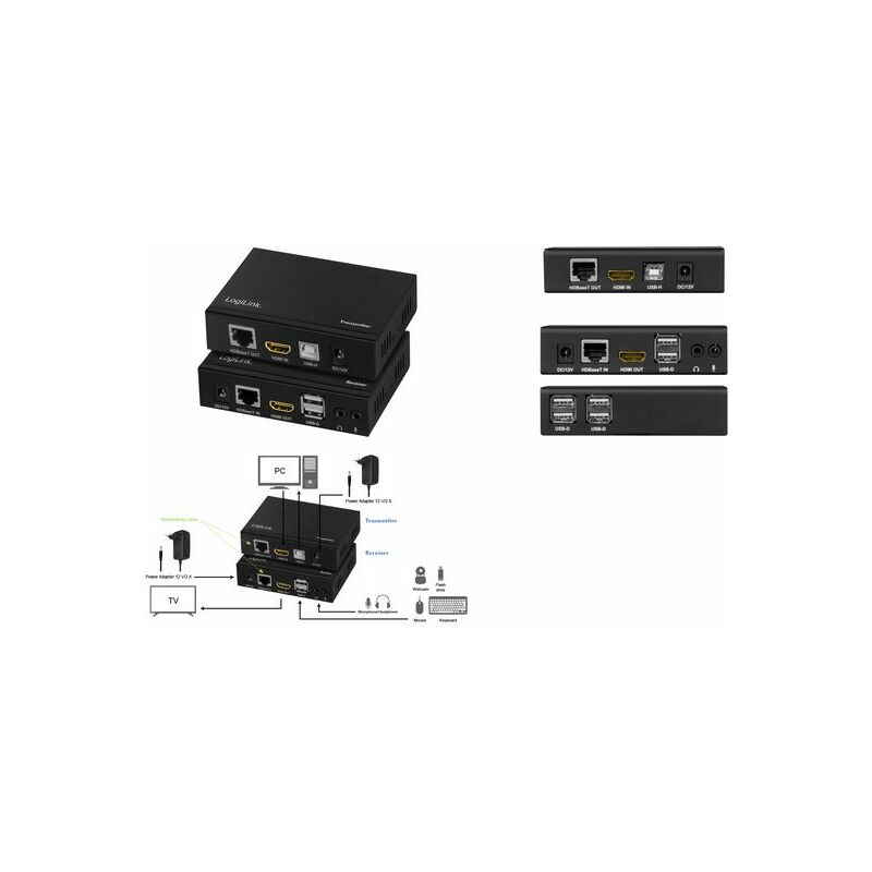 LogiLink Kit amplificateur 4K/60 Hz HDMI KVM, HDBaseT